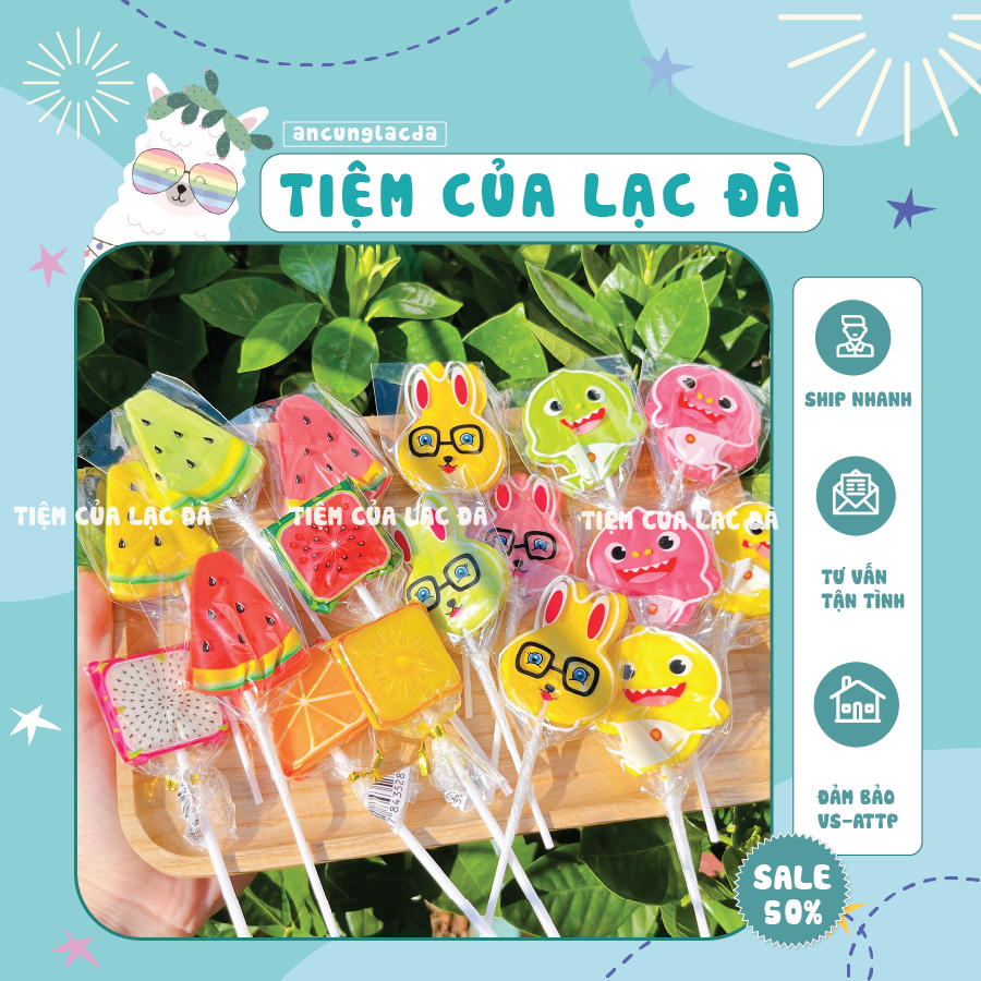 Kẹo Mút Trái Cây Mix Vị Que Lớn, Kẹo Mút Hoa Quả Dâu Tây / Việt Quất ...