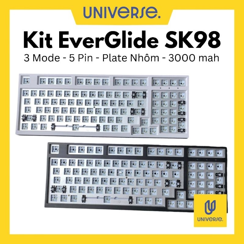 Kit Bàn Phím Cơ EverGlide Sk98 | 3 Mode, Led RGB, Hotswap 5pin | Plate Nhôm | Shopee Việt Nam