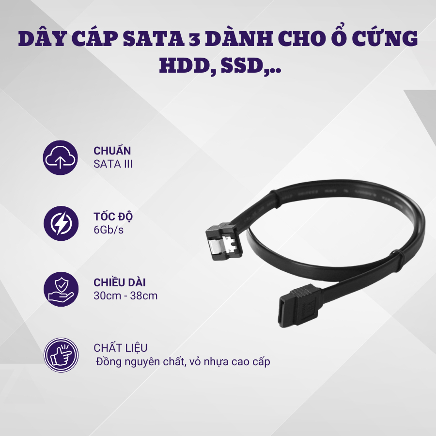 Cáp SATA III 6Gb/s Kết Nối SSD HDD PC Đầu Thẳng – Dây Cáp SATA III Cho ...