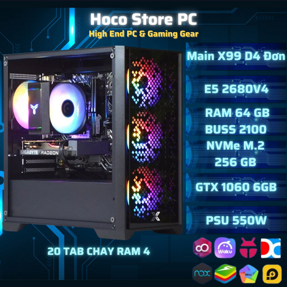 PC Xeon E5-2680V4 | RAM ECC 64GB | GTX 1060 6GB | SSD 256GB | Main X99 ...