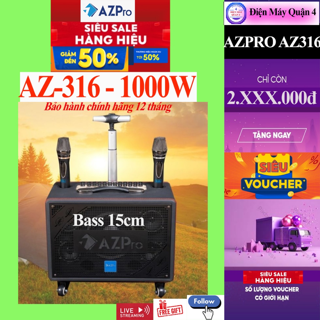 AZ316 -- Loa Karaoke Di Động AZPro AZ-316 / Azpro 316, Bảo hành chính ...