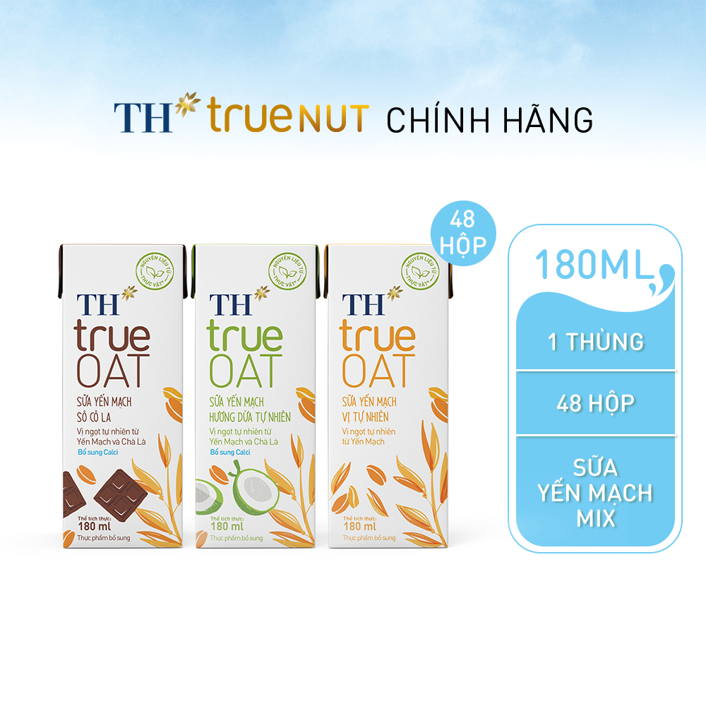 Combo mix 12 lốc sữa Yến mạch vị Tự nhiên, Hương Dừa Tự Nhiên, Sô Cô La ...