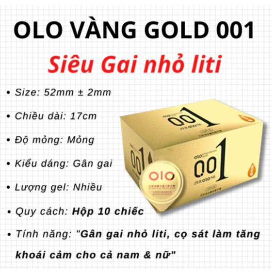 Bao cao su OlO Vàng, Hộp 10 bcs, bao 001, bcs siêu mỏng 001, kéo dài ...