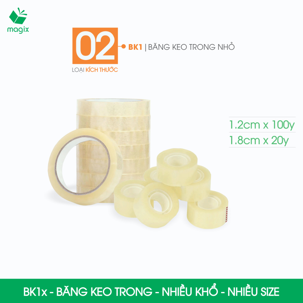 BK1x - Băng keo trong khổ 1.2cm - 1.8cm - Băng dính văn phòng, trường học - Nhiều size | Shopee ...