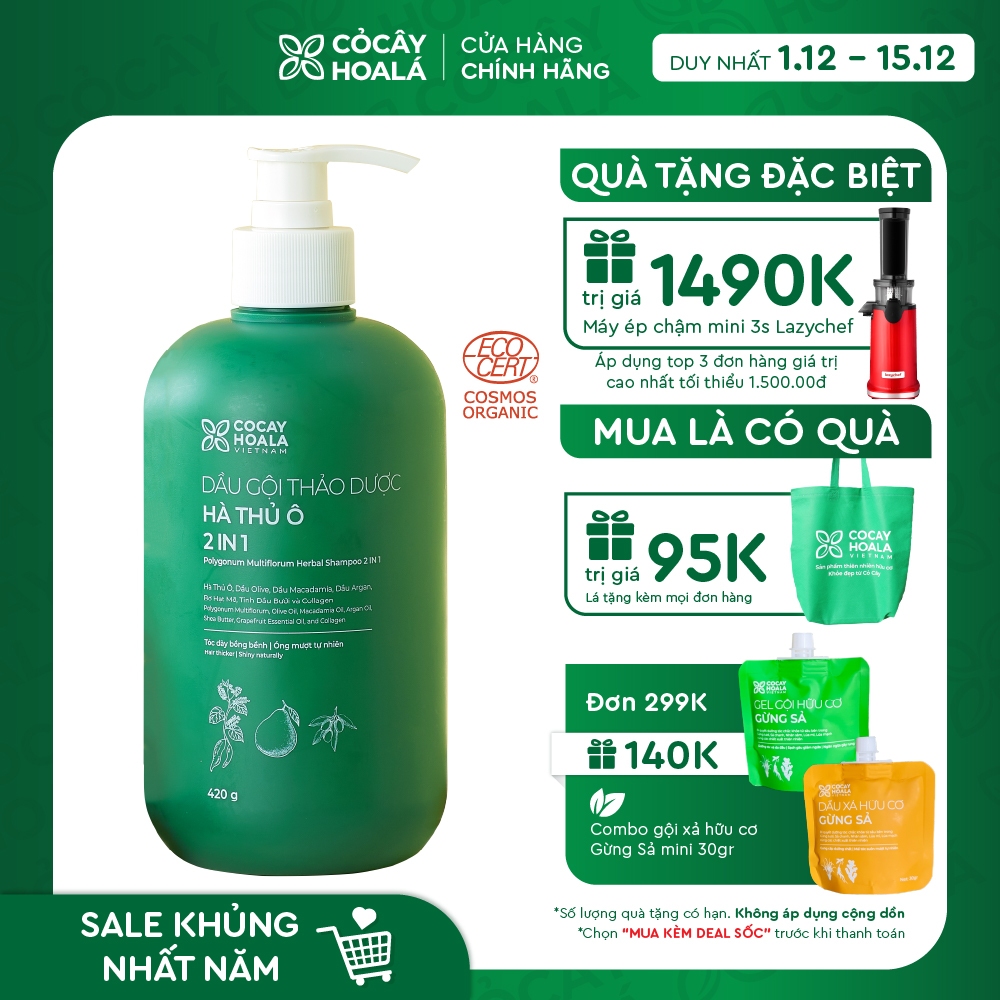 [10.12 LIVESTREAM MAI NGÔ] Dầu Gội Thảo Dược 2in1 Cỏ Cây Hoa Lá Hà Thủ Ô - Dưỡng Tóc Đen Mượt ...
