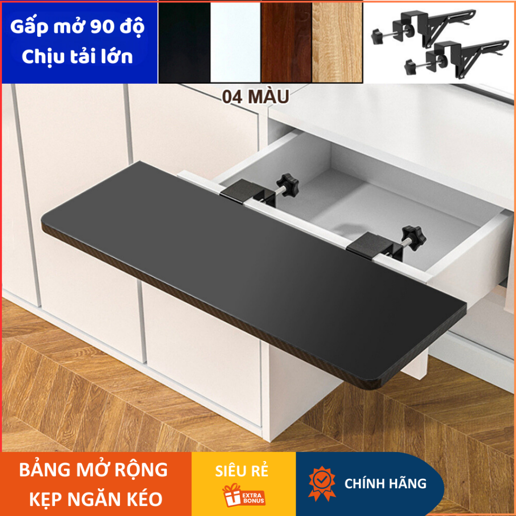 Bảng mở rộng bàn làm việc KẸP NGĂN KÉO không khoan lỗ, Kệ bàn phím, gấp ...