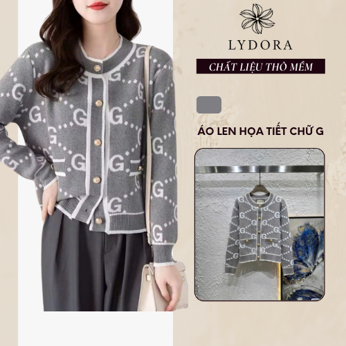 Áo khoác Cardigan họa tiết hình chữ G chất liệu len ép dày dặn lên form ...
