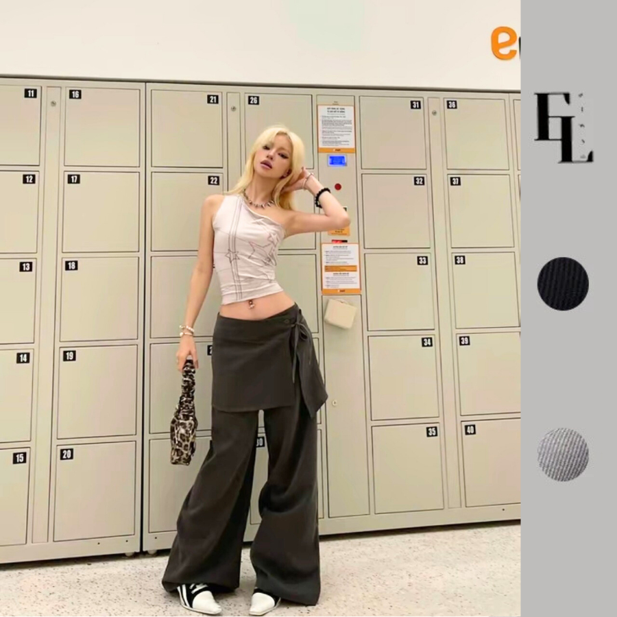 Quần váy dáng suông ống rộng chất kaki hottrend nhà ELWYN EL180 | Shopee Việt Nam