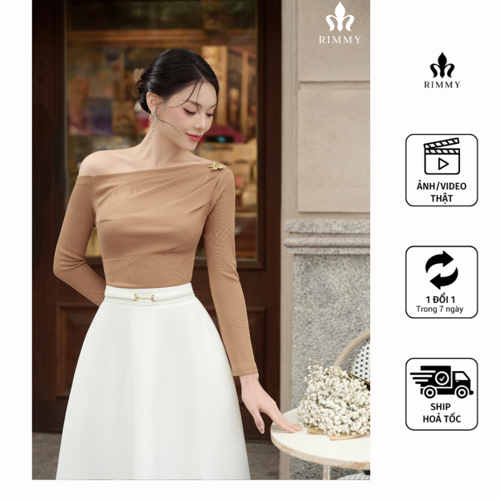 RIMMY - THEA Shirt Áo thun vai lệch nhẹ nhàng, tiểu thư | Shopee Việt Nam