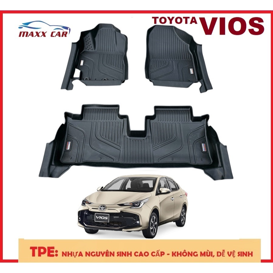 Thảm lót sàn MAXXCAR nhựa TPE 5D cho xe TOYOTA VIOS 2023 + đúc nguyên khối tràn viền cao cấp ...