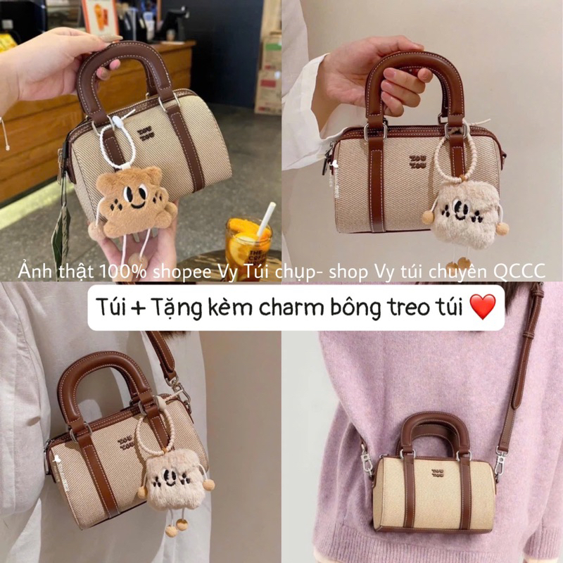 Túi quai xách TOU TOUU kèm charm bông mây treo túi hàng chuẩn Q.C loại ...