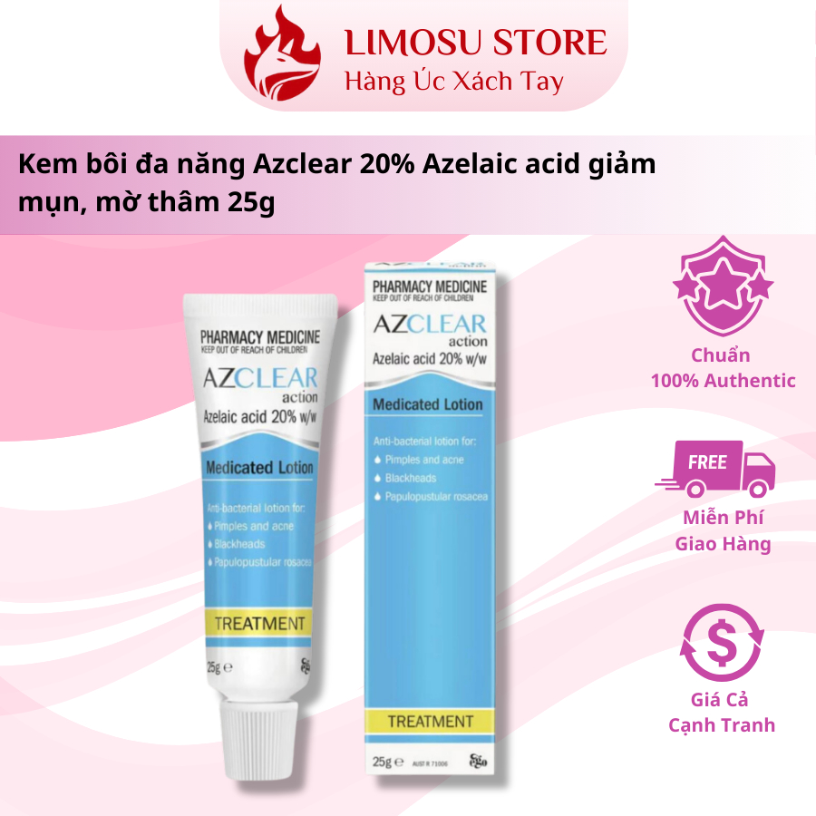 Kem bôi đa năng Azclear 20% Azelaic acid giảm mụn, mờ thâm 25g | Shopee ...