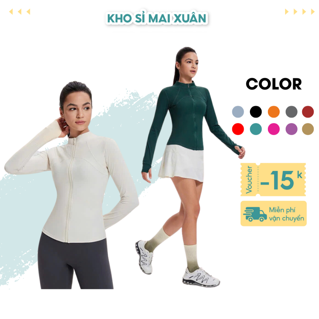 Áo Khoác Thể Thao Tập Gym,Yoga,Pickleball,Tennis Nữ Dài Tay Poly Mát Ôm ...