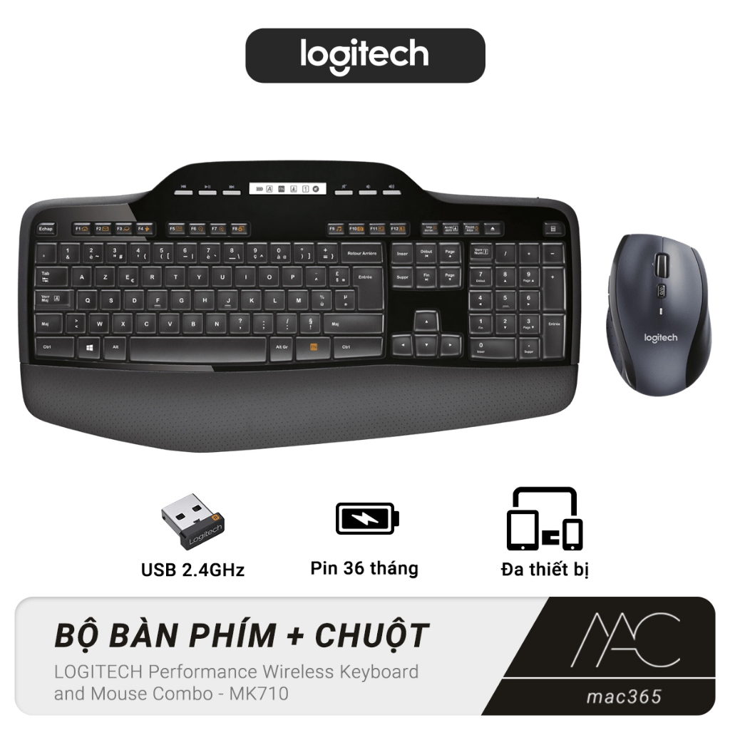 [Chính Hãng] Bộ Bàn Phím Chuột Không Dây Logitech MK710 Performance ...