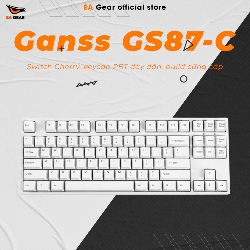 Bàn phím cơ Ganss GS-87C (switch Cherry, keycaps PBT, kết nối type-C) - EA Gear | Shopee Việt Nam