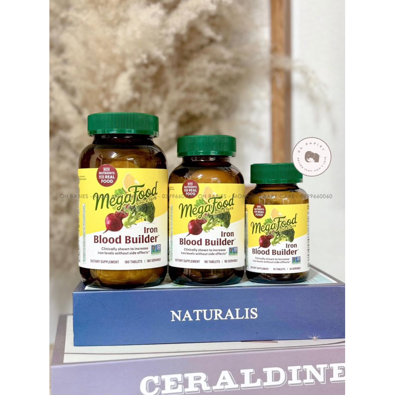 Viên uống bổ sung sắt thuần chay không gây táo bón MegaFood Blood Builder 30- 90v dùng được cho ...