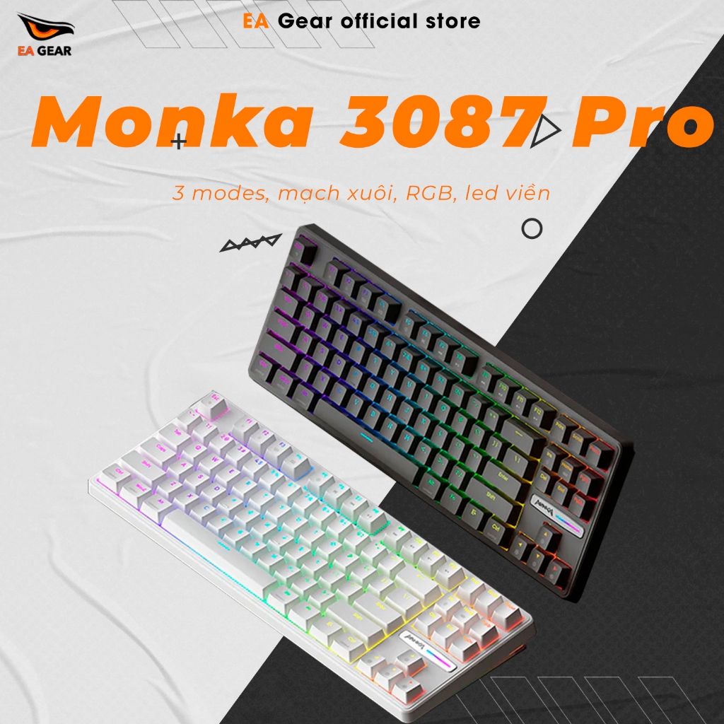 Kit Bàn Phím Cơ Monka 3087 Pro 3 Mode Mạch Xuôi Có Led Viền - EA Gear ...