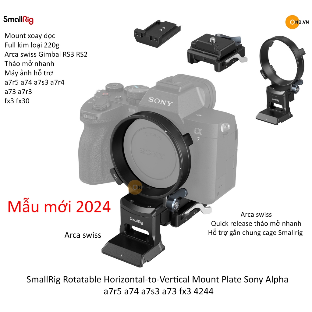 Small-Rig Rotatable Horizontal-to-Vertical Mount Plate Sony a7r5 a74 a7s3 a73 fx3 4244 | Shopee ...