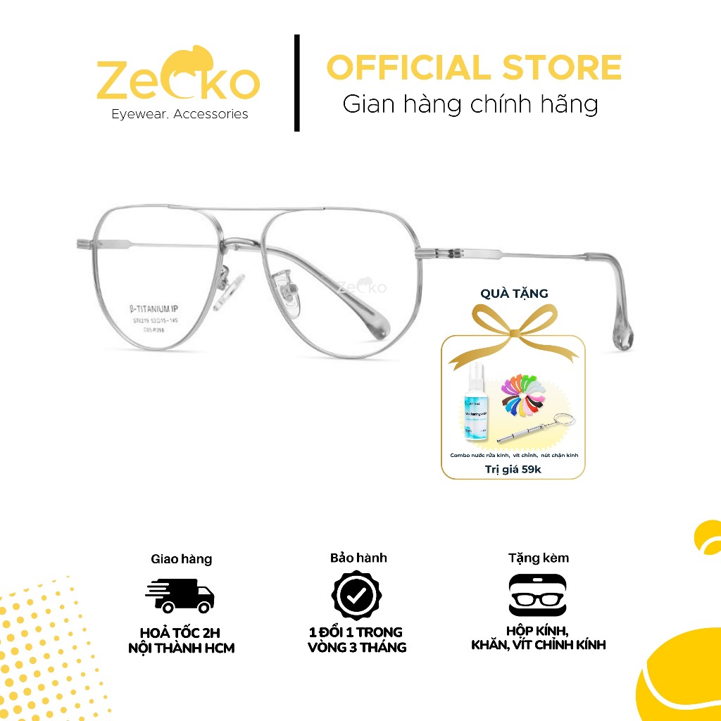 Gọng kính cận titanium nam nữ Zecko premium ZT03 thời trang chống rỉ ...