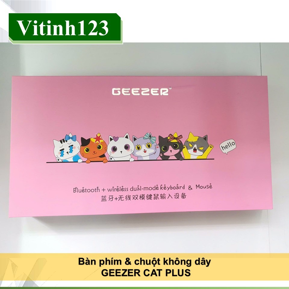 Bàn phím và chuột không dây GEEZER CAT PLUS Màu hồng | Shopee Việt Nam