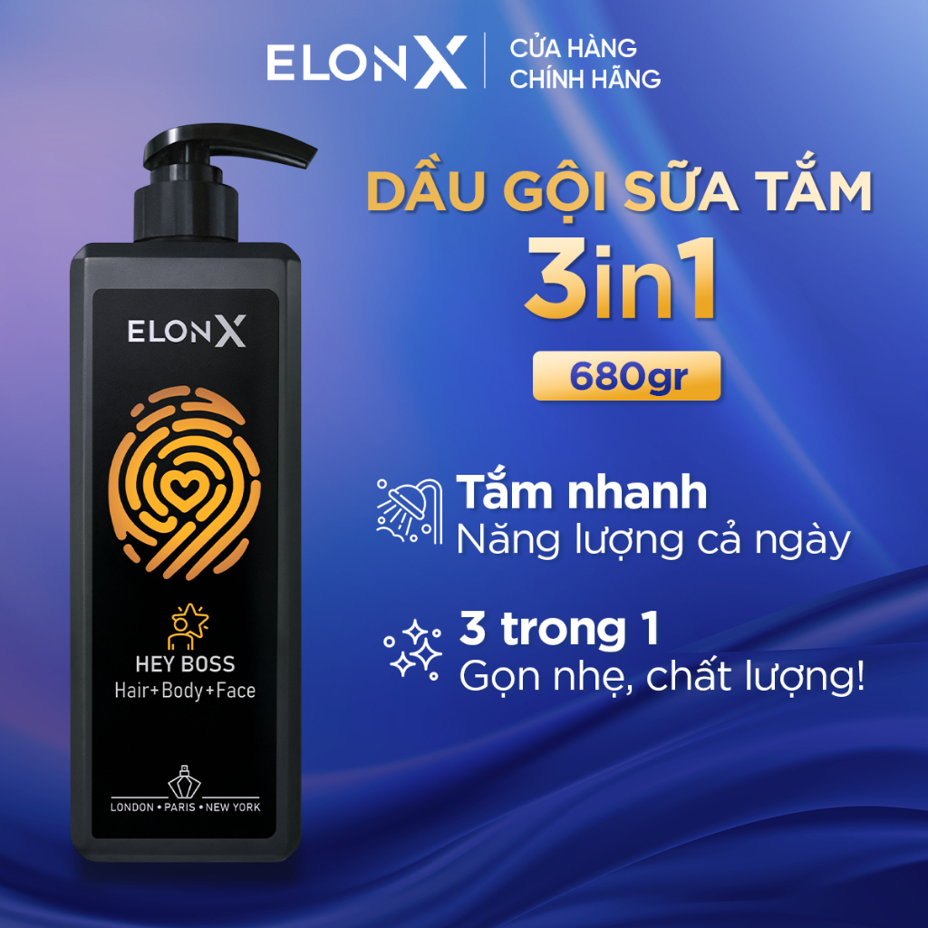 ElonX HEY BOSS - 680gr - Dầu gội sữa tắm 3 trong 1 - Mùi Gỗ Tuyết tùng ...
