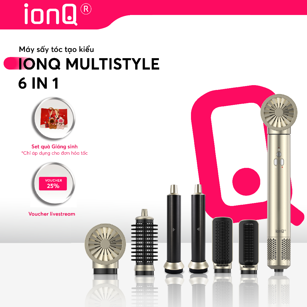 Máy sấy tóc dưỡng tóc, tạo kiểu 6in1 ionQ MultiStyle 400 triệu ion âm chăm sóc tóc suôn mượt ...
