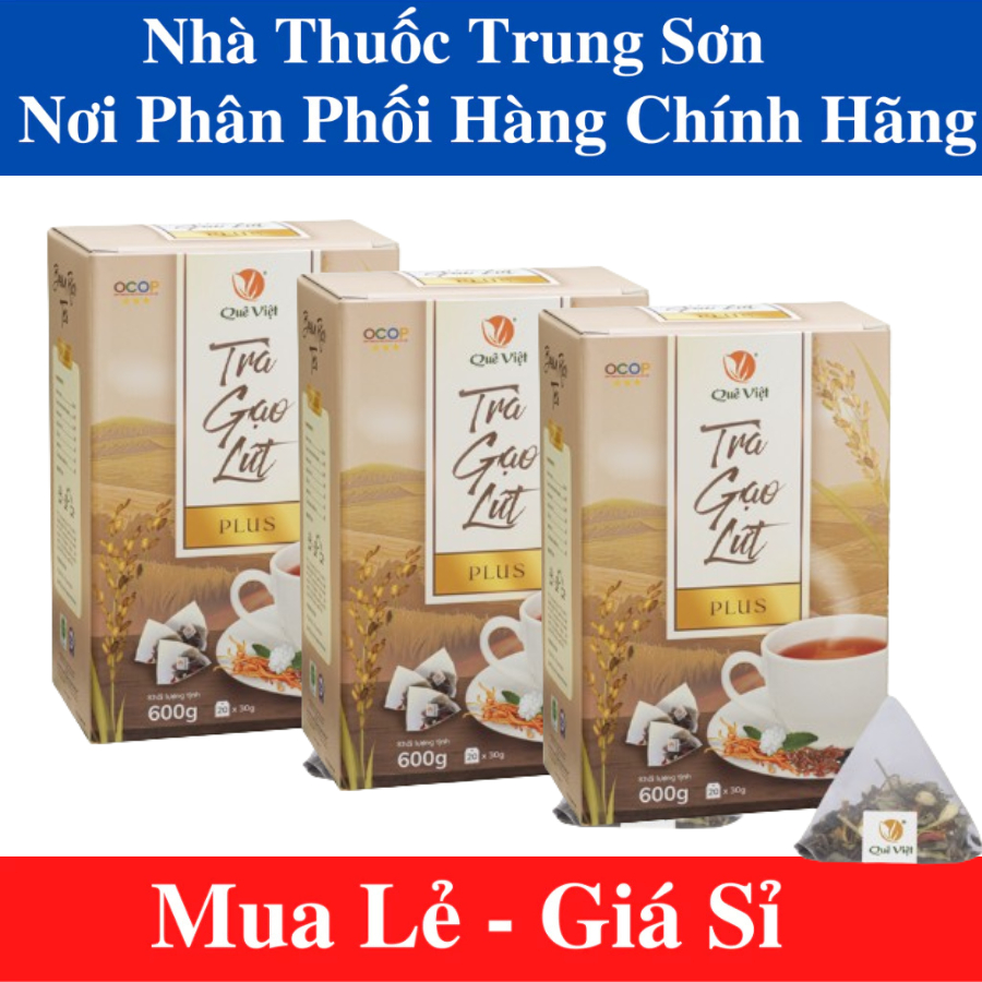 COMBO 3 HỘP Trà gạo lứt Plus Quê Việt - ĐÔNG TRÙNG HẠ THẢO - Hộp 600g, (20 túi lọc x 30g), Tea ...