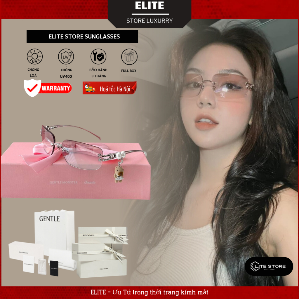 [HÀNG CHÍNH HÃNG] Kính mắt G.m không viền sang chảnh d chuẩn Vip , đính đá tinh sảo, sắc nét ...