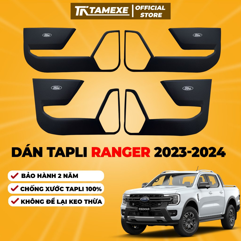 Miếng dán tapli cửa ô tô FORD RANGER 2023-2024 loại 1 TAMEXE chống trầy ...