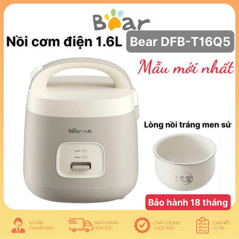 Nồi cơm điện 1.6L Bear DFB-T16Q5 lòng nồi phủ lõi sứ mới nhất 2025 bảo hành 18 tháng | Shopee ...