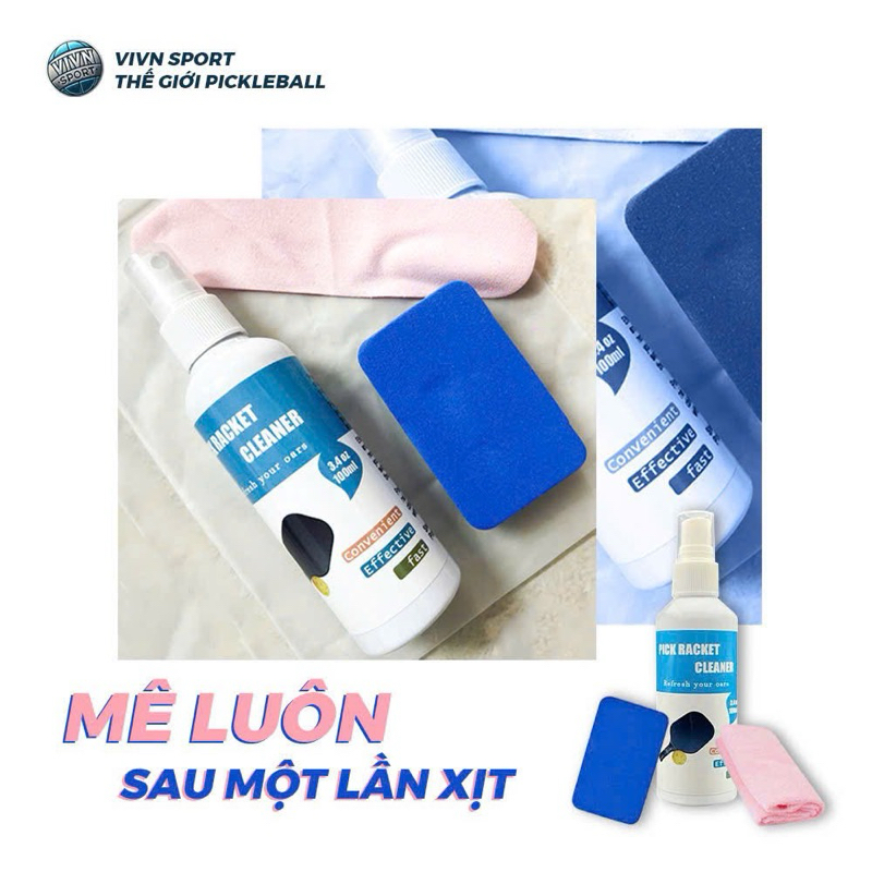 Bộ chai xịt vệ sinh bề mặt vợt Pickleball Pick Racket Cleaner CHÍNH ...