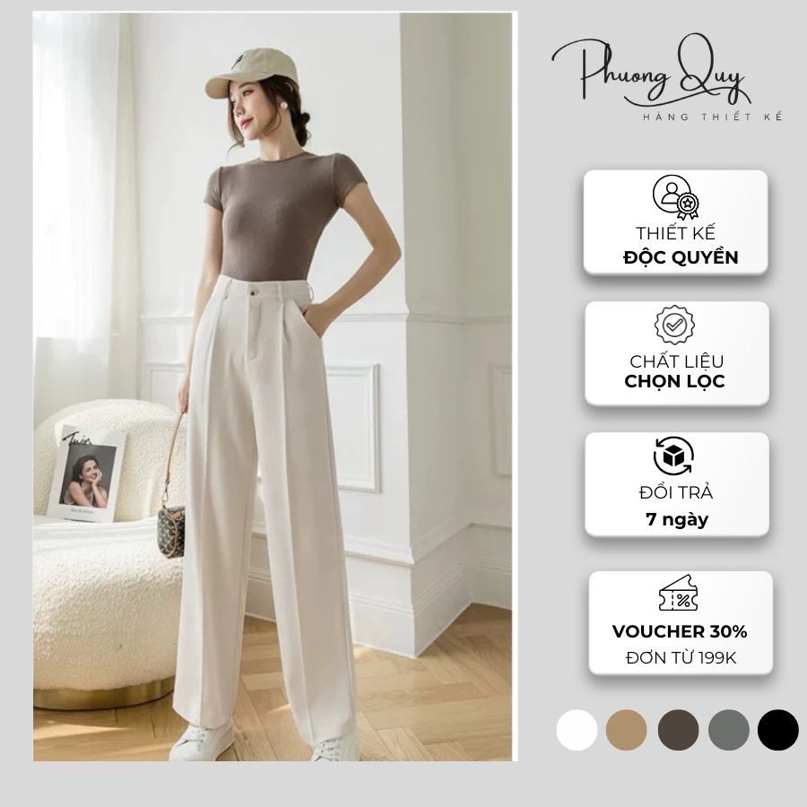 [Q03] Quần ống rộng nữ, quần ống suông nữ, quần dài nữ lưng cao chất ...