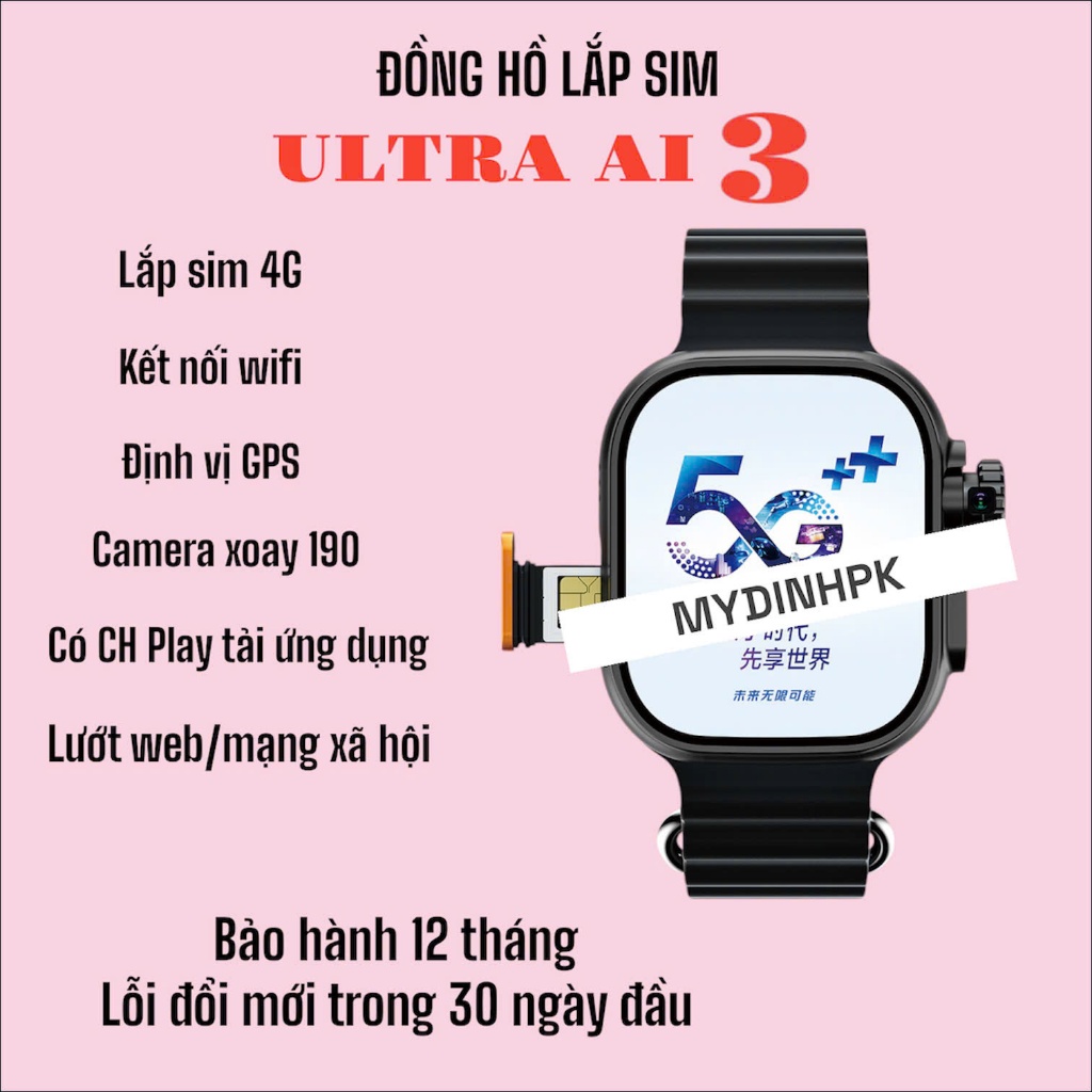 Đồng Hồ Lắp Sim UlTra AI3, Kết Nối Wifi/Bluetooth, Định Vị GPS, Có CH ...
