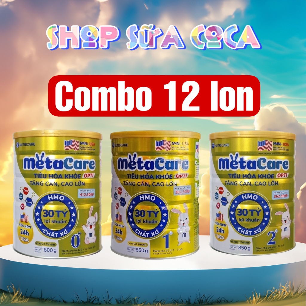 Nutricare Combo 12 lon Metacare Opti 0+1+2+ 850gr date mới mẫu mới nhất | Shopee Việt Nam
