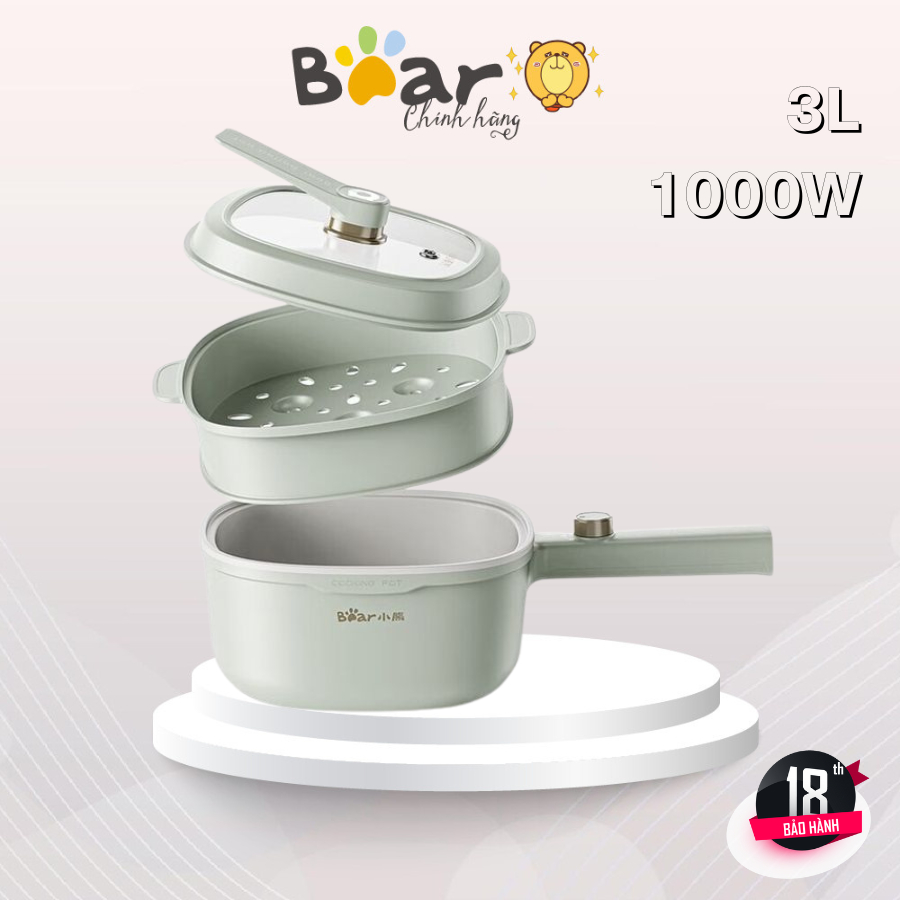 Nồi điện đa năng Bear DRG-E30N2 chống dính, Dung tích 3L Kèm khay hấp ...