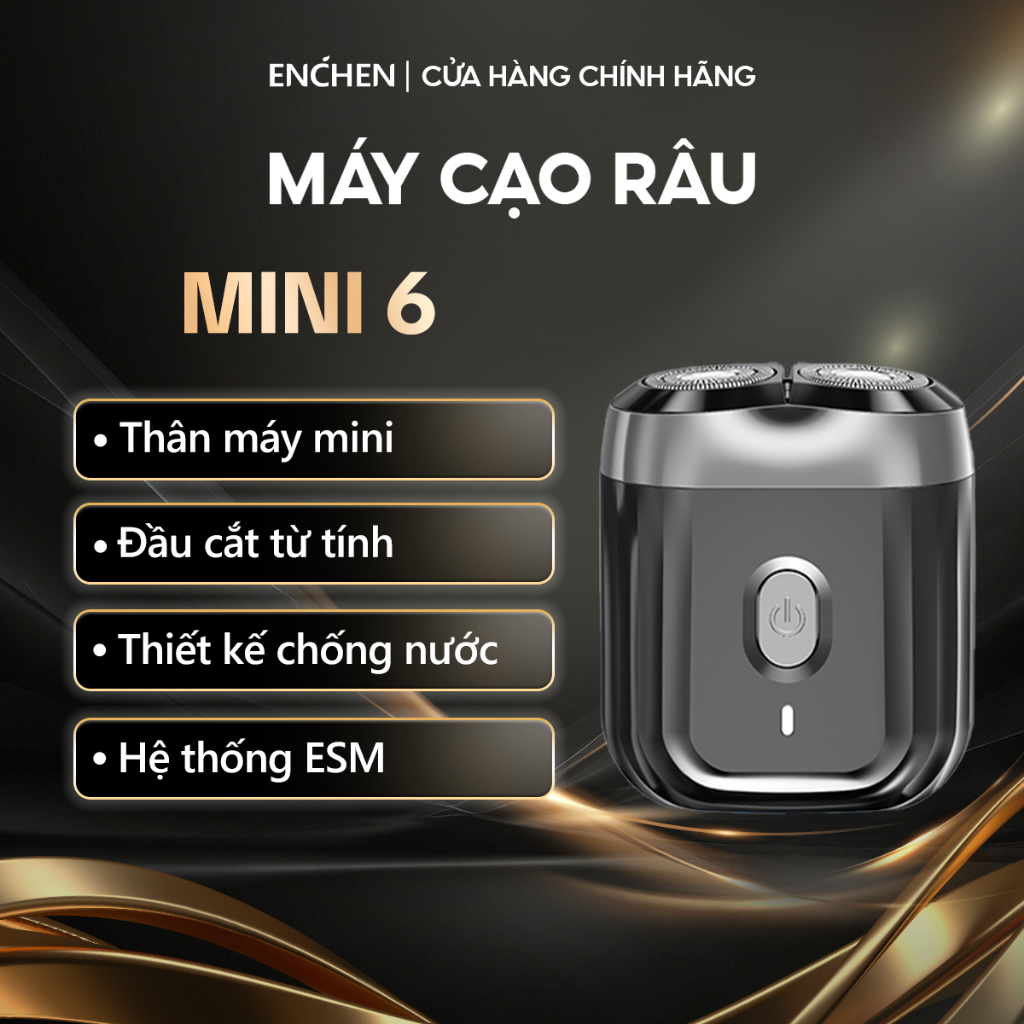 Máy cạo râu Enchen Mini 6 lưỡi dao kép mỏng, chống nước IPX7, pin sử ...