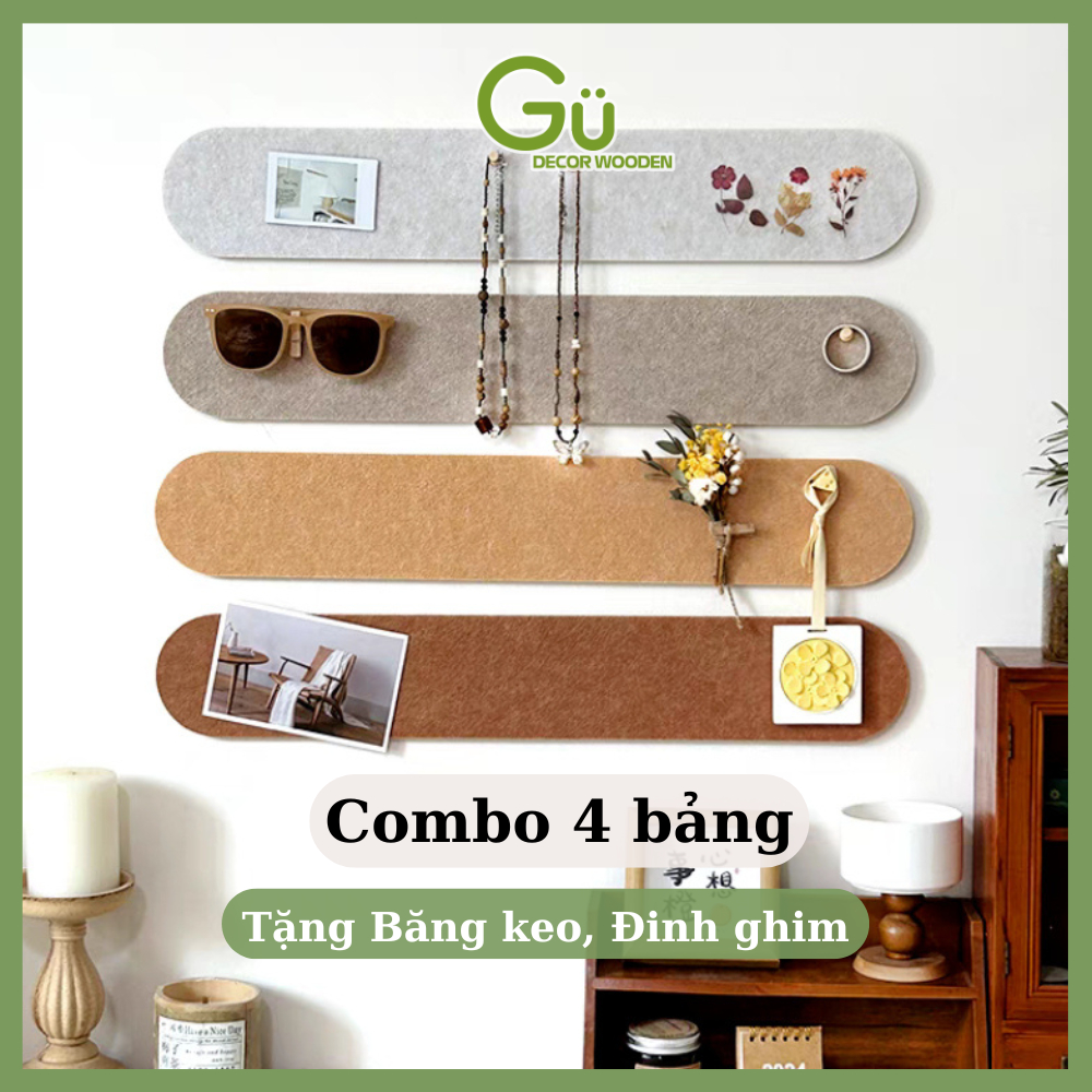 Combo 4 bảng ghim nỉ dán tường decor , treo ảnh giấy note, tặng kèm 20 ...