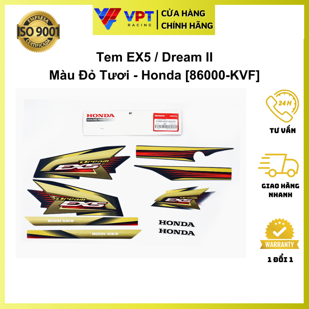 Tem xe Dream II, Ex5 - đỏ tươi - chính hãng Malaysia 86000-KVF | Shopee ...