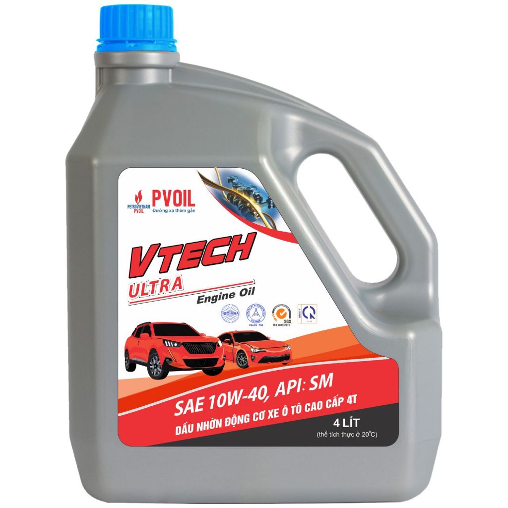 Dầu nhớt xe ô tô chính hãng PVOIL VTECH ULTRA cao cấp 4T SAE 10W-40, API SM 4lít | Shopee Việt Nam