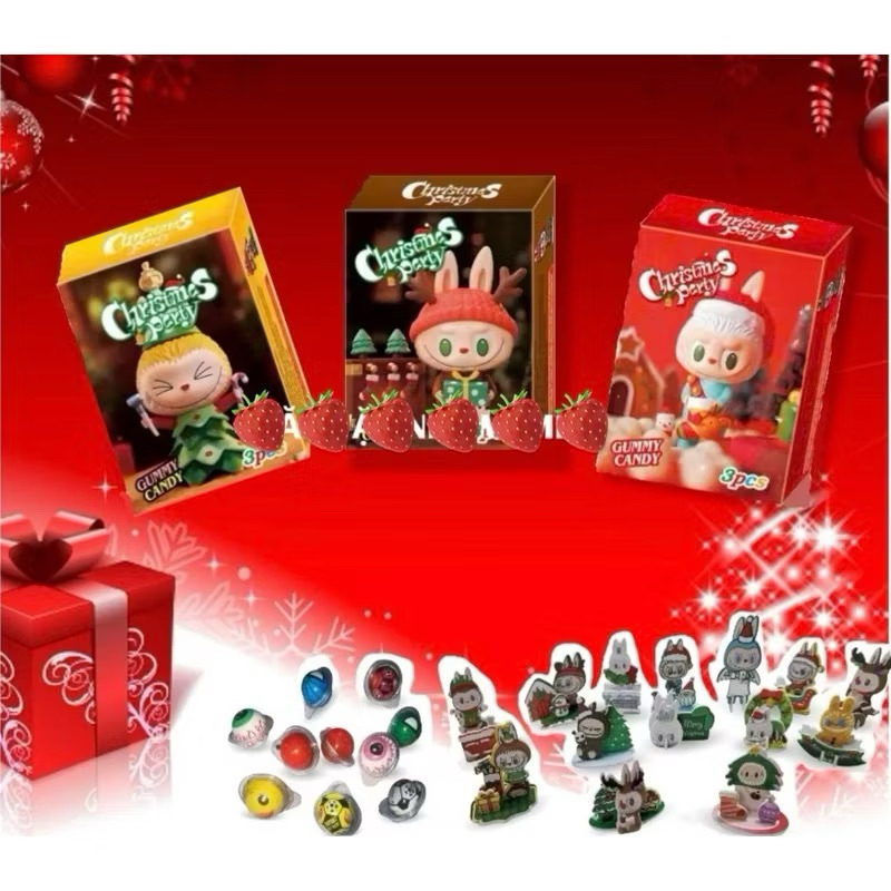 (GIÁ SỈ)Lốc 30 hộp dẻo tặng kèm mô hình labubu christmas, kẹo dẻo kèm ...