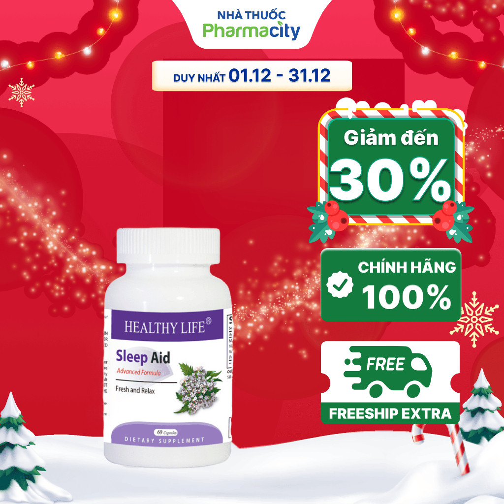 Viên uống Healthy Life Sleep Aid hỗ trợ giấc ngủ ngon (Hộp 60 viên ...