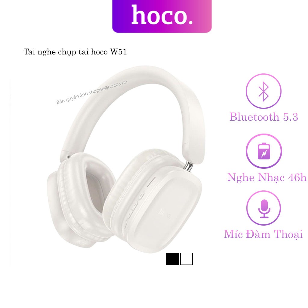 Tai nghe chụp tai Hoco W65 bluetooth V5.3, âm thanh HI-FI, hỗ trợ thẻ ...