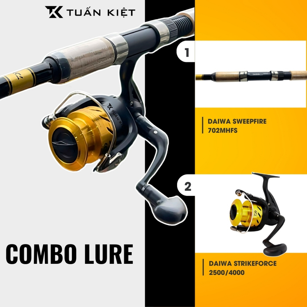 Combo Câu Lure máy đứng giá rẻ, Cần lure Daiwa Sweepfire + Máy câu đứng ...