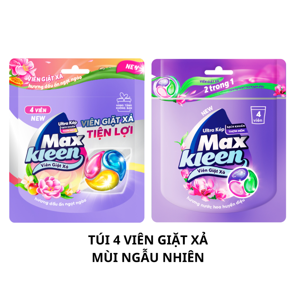 [HC GIFT] Túi 4 Viên Giặt Xả MaxKleen Hương Ngẫu nhiên | Shopee Việt Nam
