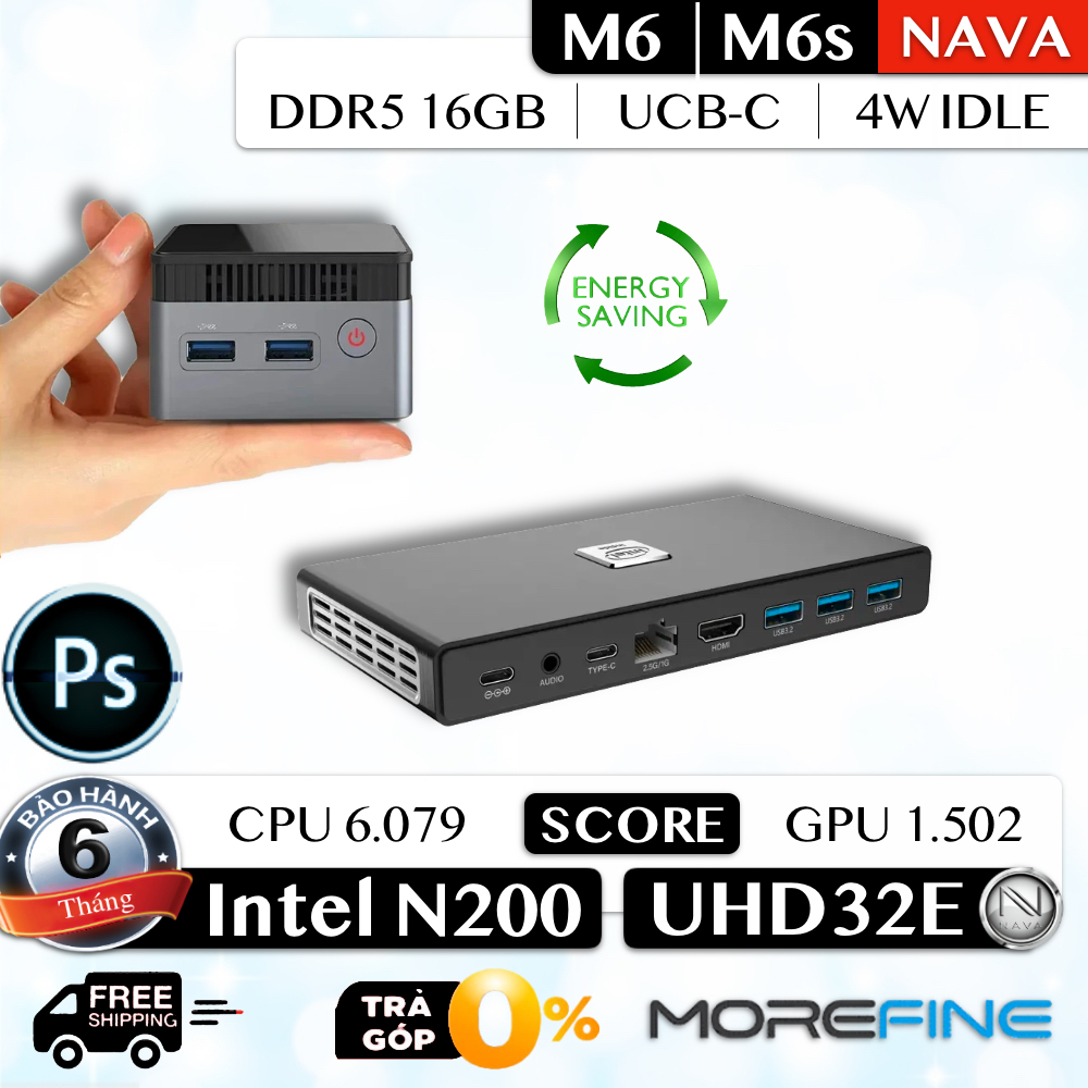 Mini PC Morefine M6 - M6S intel N200 N100 Type C RAM 16GB NVME4 Nhỏ Gọn TypeC USBC | Shopee Việt Nam