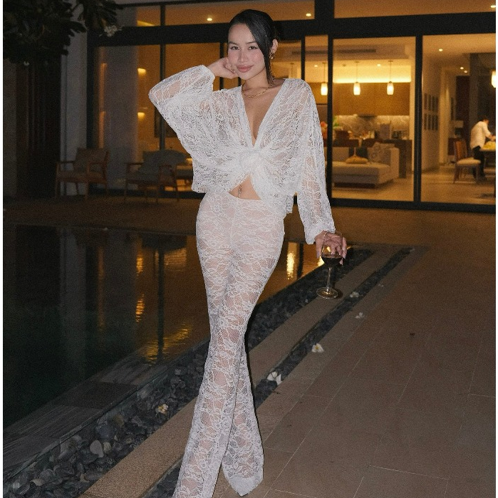 GIANG DONNA - Quần GRACE 7402 chất ren dáng ôm dài ống loe sang trọng ...