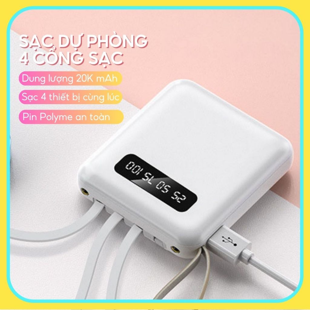 Sạc Dự Phòng Mini CY-493 Dung Lượng 20.000 mAh 4 Cổng sạc | Shopee Việt Nam