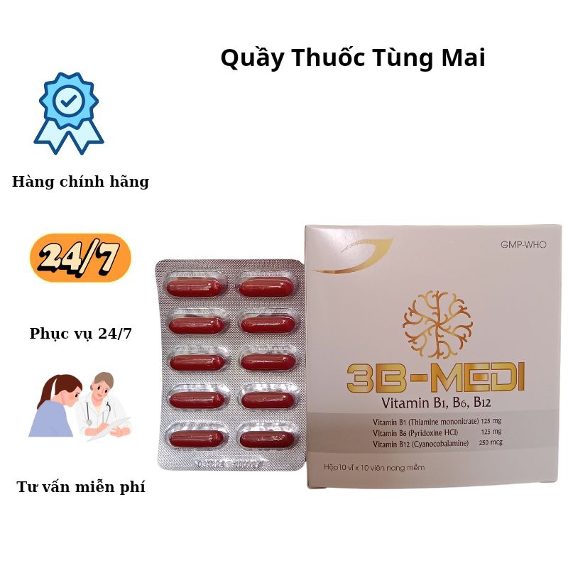 Bổ thần kinh Vitamin 3b Medi (Hộp 10 vỉ x 10 viên) | Shopee Việt Nam