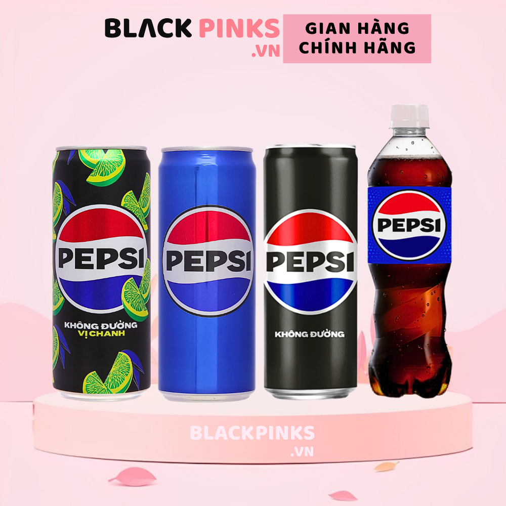 Nước ngọt có gaz Pepsi Cola/vị chanh/phúc bồn tử không calo lon 320ml ...