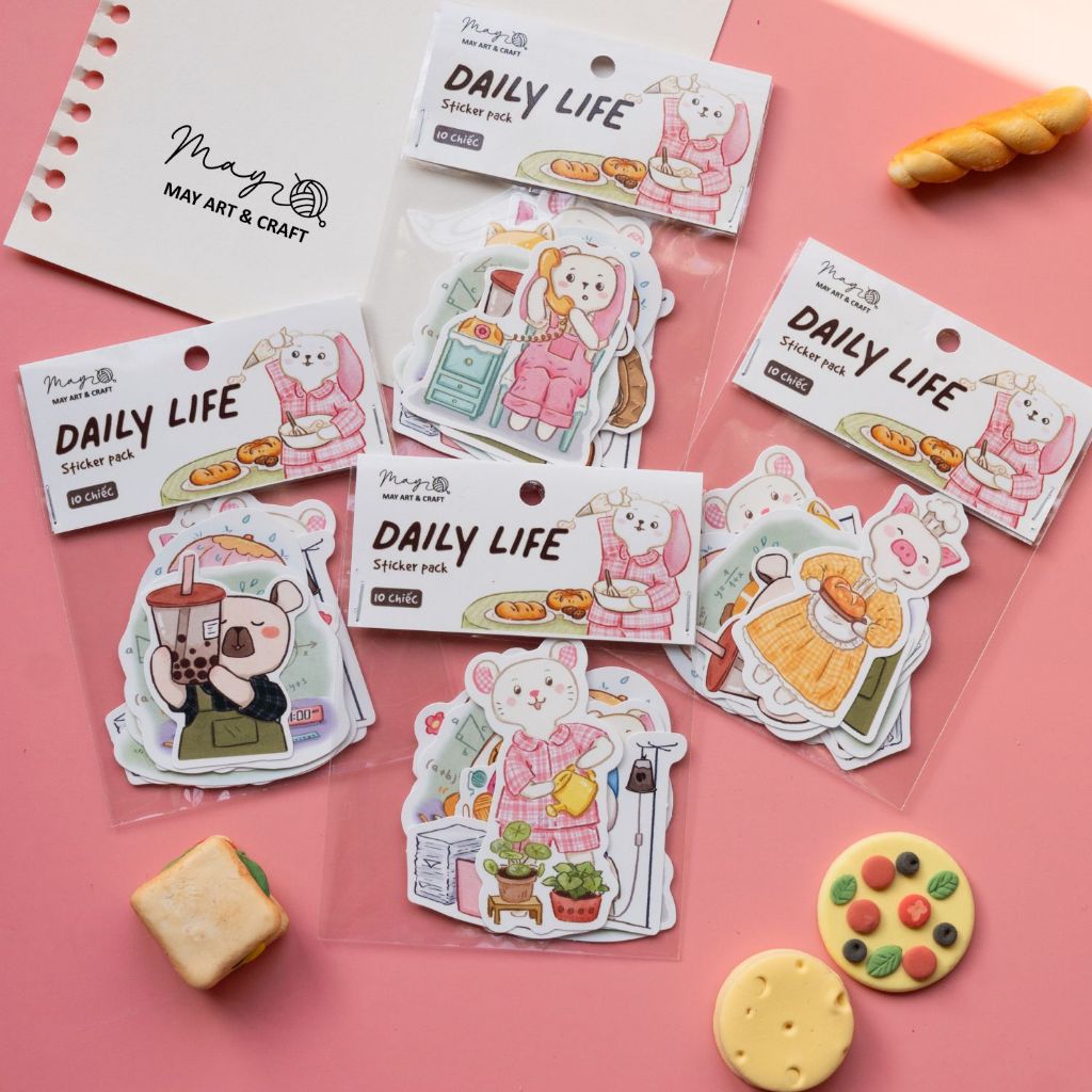Set 10 sticker thú bông vải Tiệm tạp hoá nhà May | Shopee Việt Nam